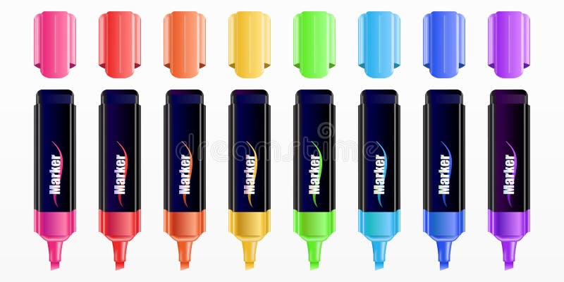 Markers set stock vector. Illustration of equipment, color - 19243616