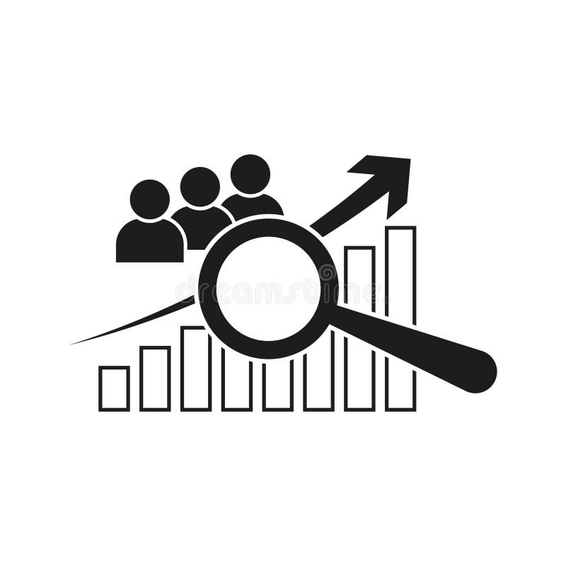 Market Analysis Icon. Growth Chart Symbol. Vector Black and White Stock ...