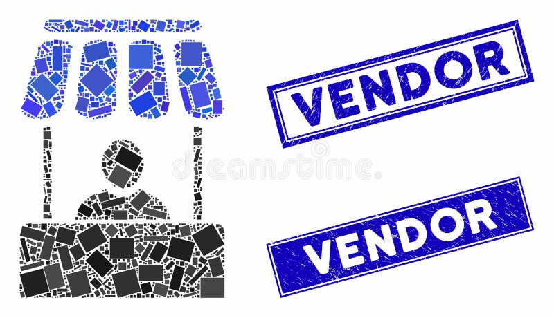 Market Booth Mosaic and Scratched Rectangle Vendor Stamp Seals Stock ...