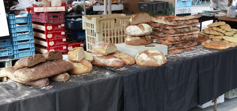 Market Bread Stall. editorial stock image. Image of flour - 72111944