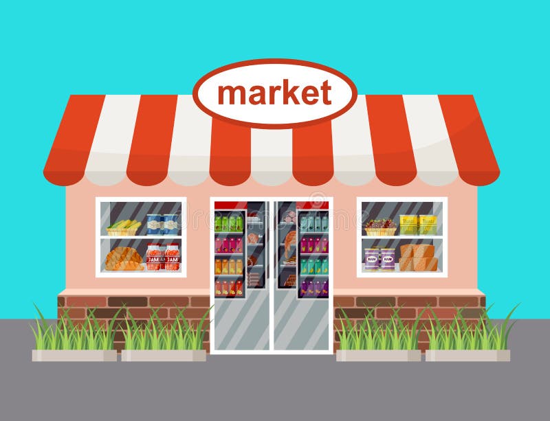 Market Building. Grocery Store Stock Vector - Illustration of ...