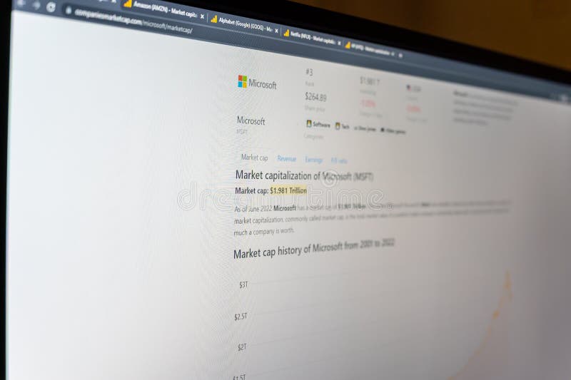 Market Capitalization of Microsoft Corporation. Webpage on Personal ...
