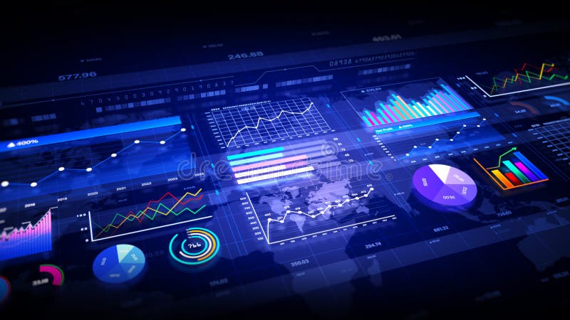 Market Data and Infographics Animation, Digital Data Graph Processing ...