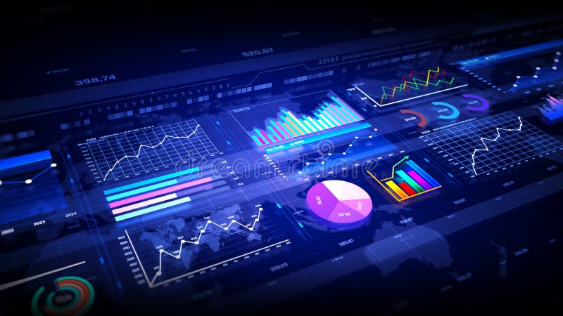 Market Data and Infographics Animation, Digital Data Graph Processing ...