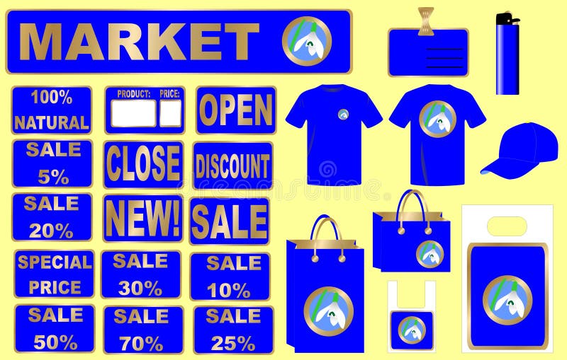 Market design set vector stock vector. Illustration of medal - 10472027