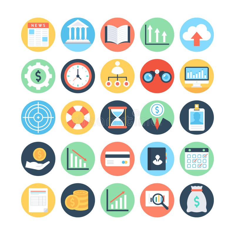 Market and Economics Colored Vector Icons 4 Stock Illustration ...