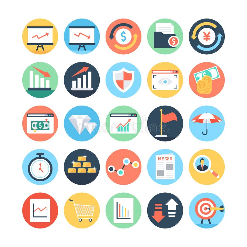 Market and Economics Colored Vector Icons 4 Stock Illustration ...