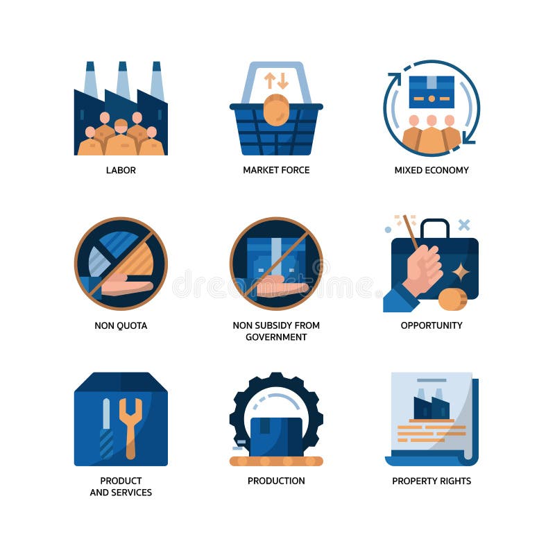 Market Economy icons set stock vector. Illustration of money - 156282190