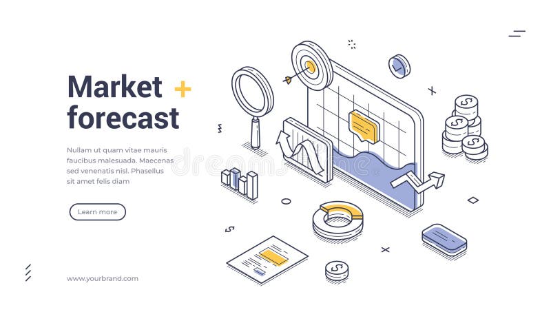 Market Forecast Web Banner Template Featuring Isometric Vector ...