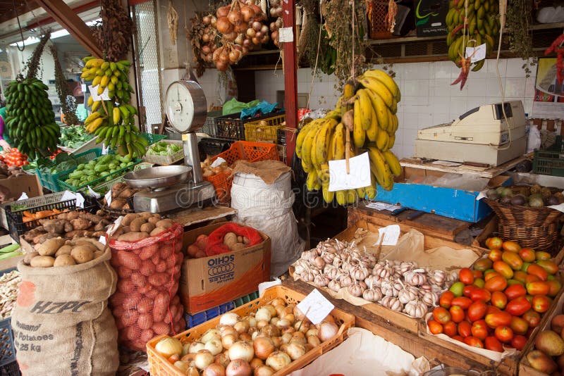 Market in Funchal, Madeira editorial photography. Image of color - 27367842
