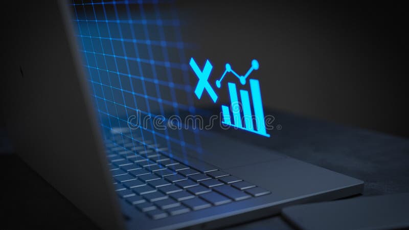 Market Going Down Online Monitoring Laptop 3D Render Stock Illustration ...