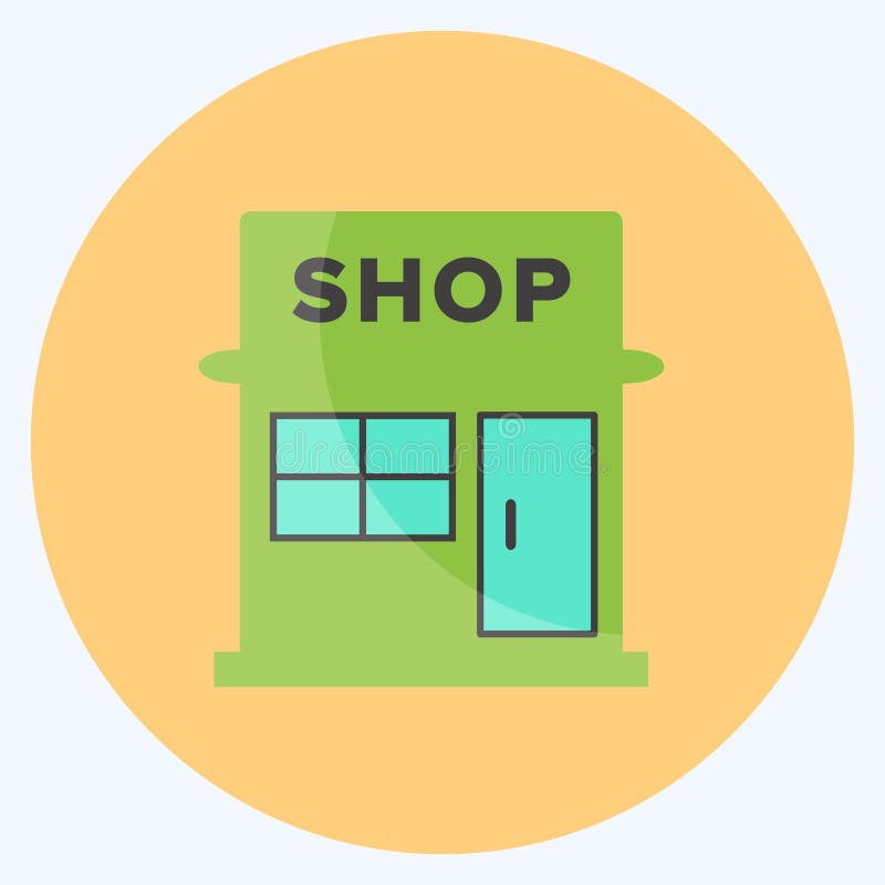 Market Icon in Trendy Flat Style Isolated on Soft Blue Background Stock ...