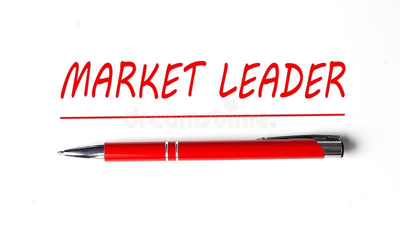 MARKET LEADER Text on Notebook on Green Paper Stock Image - Image of ...