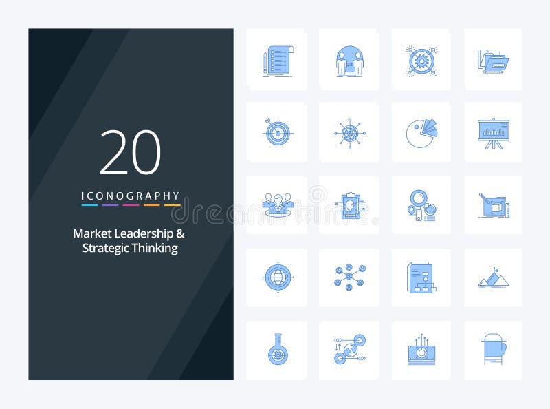 20 Market Leadership and Strategic Thinking Blue Color Icon for ...