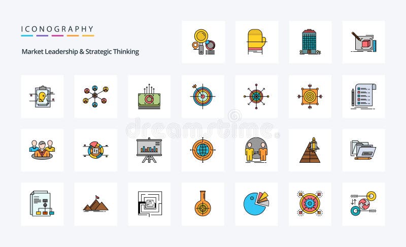 25 Market Leadership and Strategic Thinking Line Filled Style Icon Pack ...