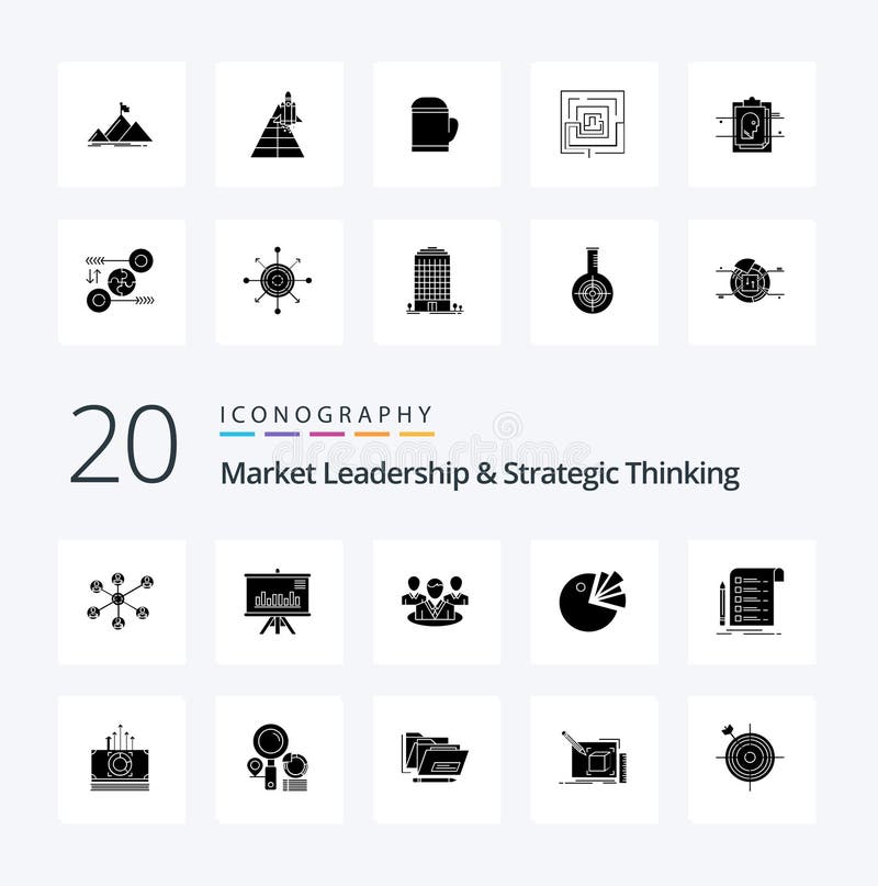 20 Market Leadership and Strategic Thinking Solid Glyph Icon Pack Like ...