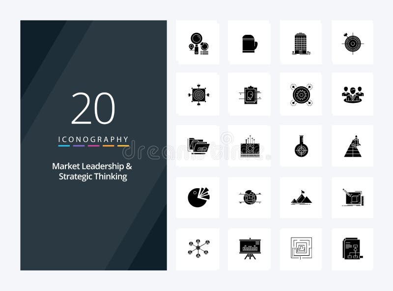 20 Market Leadership and Strategic Thinking Solid Glyph Icon for ...