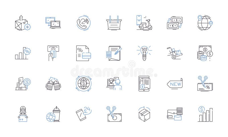 Market Line Icons Collection. Demand, Supply, Transactions, Exchanges ...