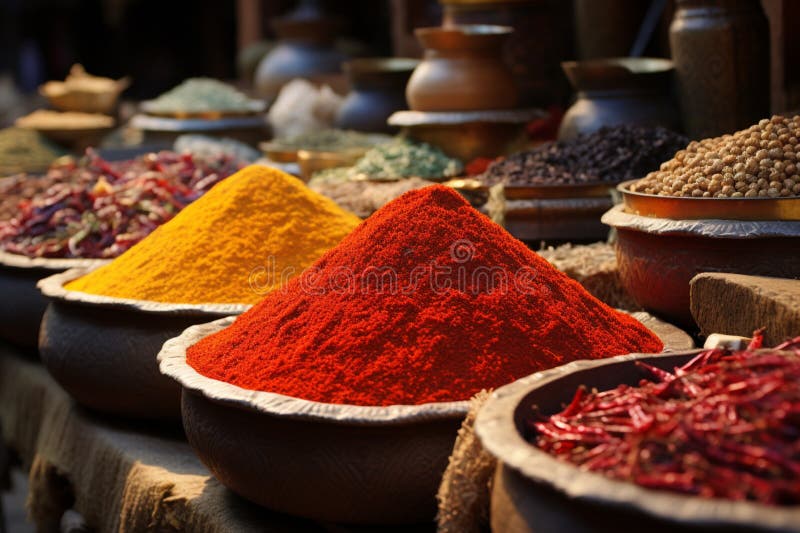 Market Magic a Local Bazaar Offers a Mix of Spices Stock Illustration ...