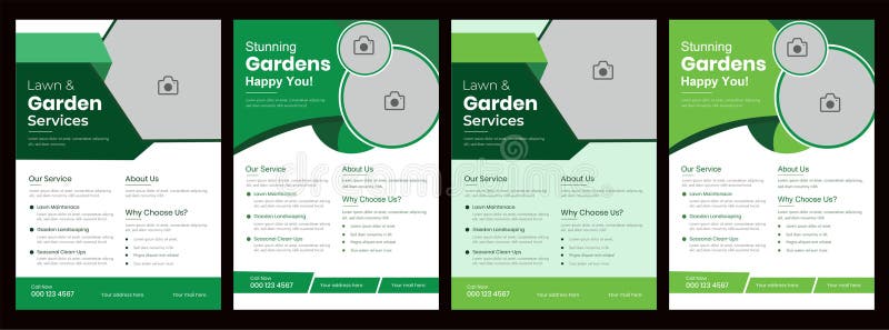Landscape Gardening Services Lawn Care Flyer Template with Green and ...
