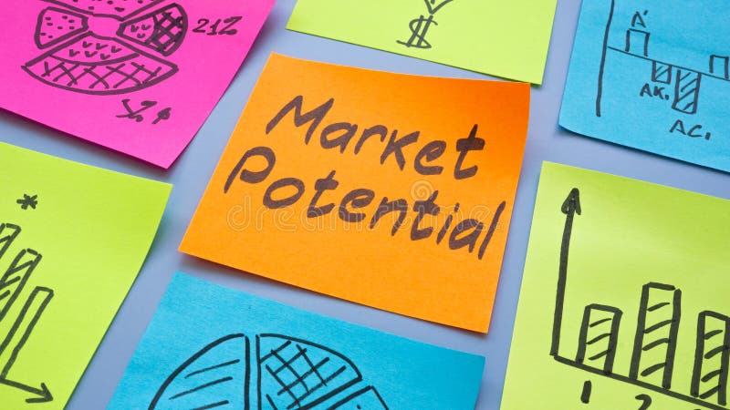Market Potential Memo and Stickers with Charts. Stock Image - Image of ...