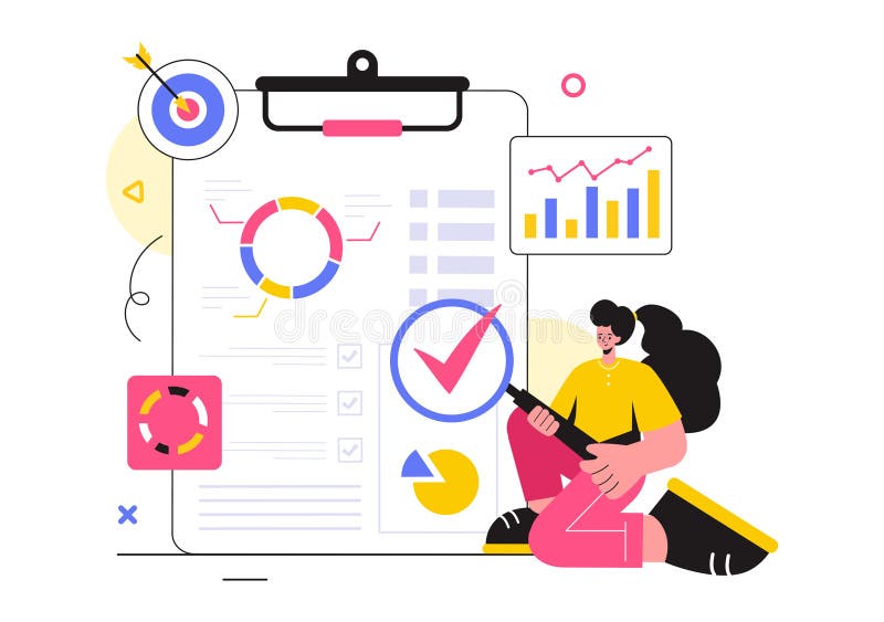 Market Research and Analysis Vector Illustration with Team Management ...