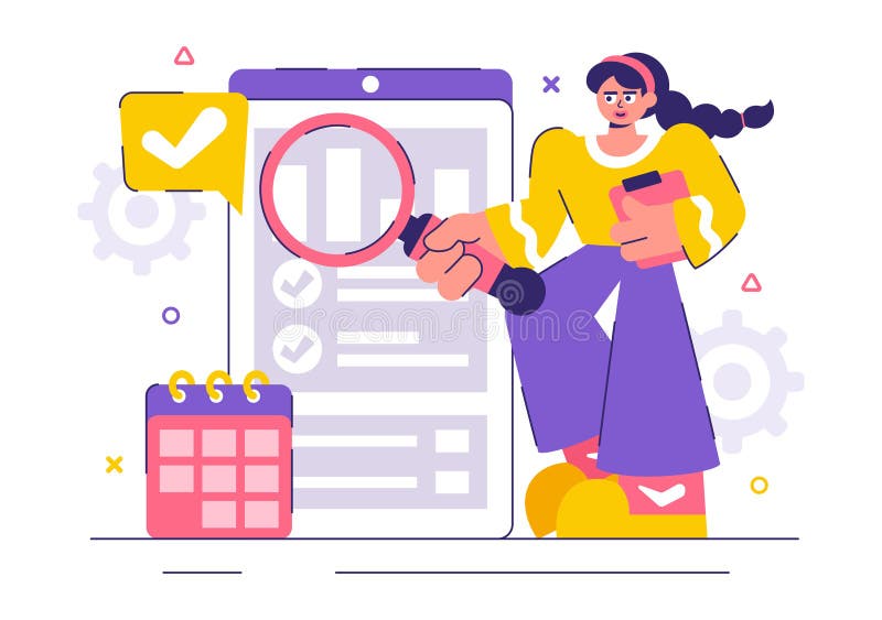 Market Research and Analysis Vector Illustration with Team Management ...