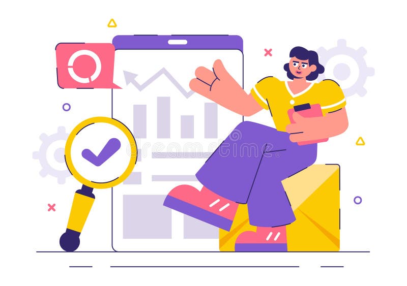 Market Research and Analysis Vector Illustration with Team Management ...