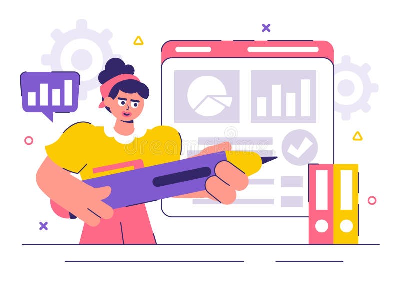 Market Research and Analysis Vector Illustration with Team Management and Analytics for Creating ...