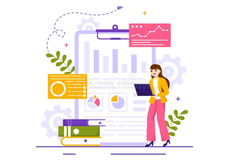 Market Research and Analysis Vector Illustration with Team Management ...