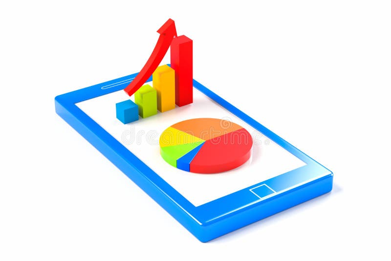 Smartphone and chart stock illustration. Illustration of smartphone ...