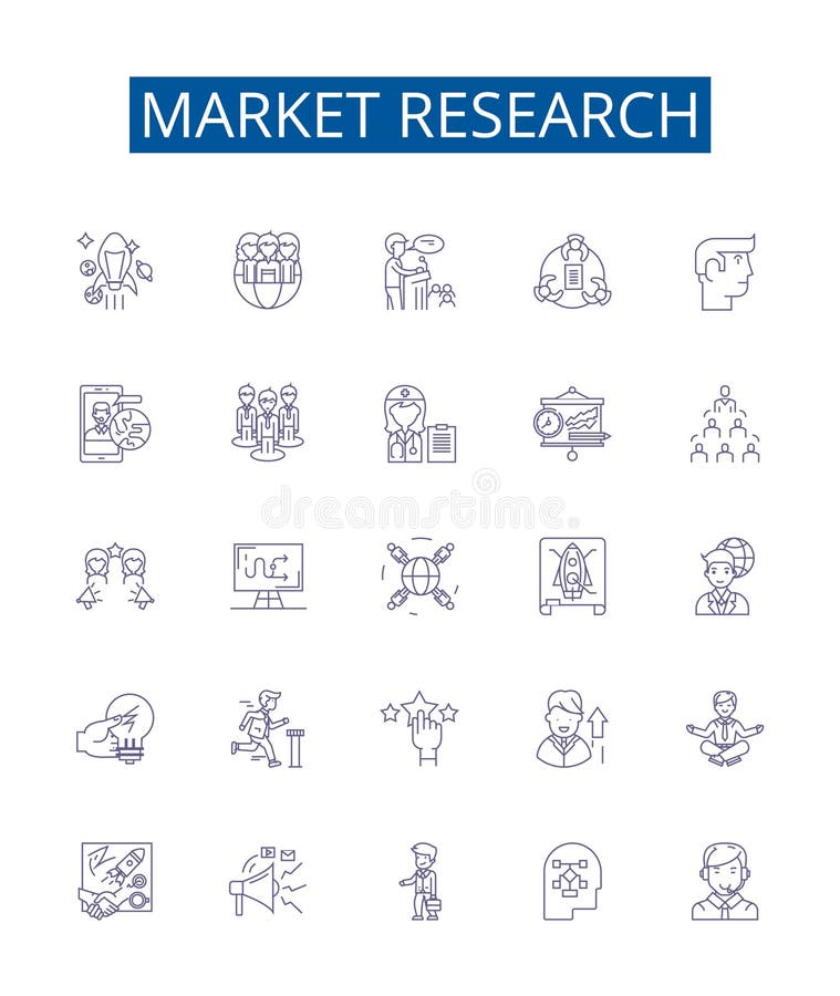 Market Research Line Icons Signs Set. Design Collection of Market ... Market Research Line Icons Signs Set. Design Collection of Market ...