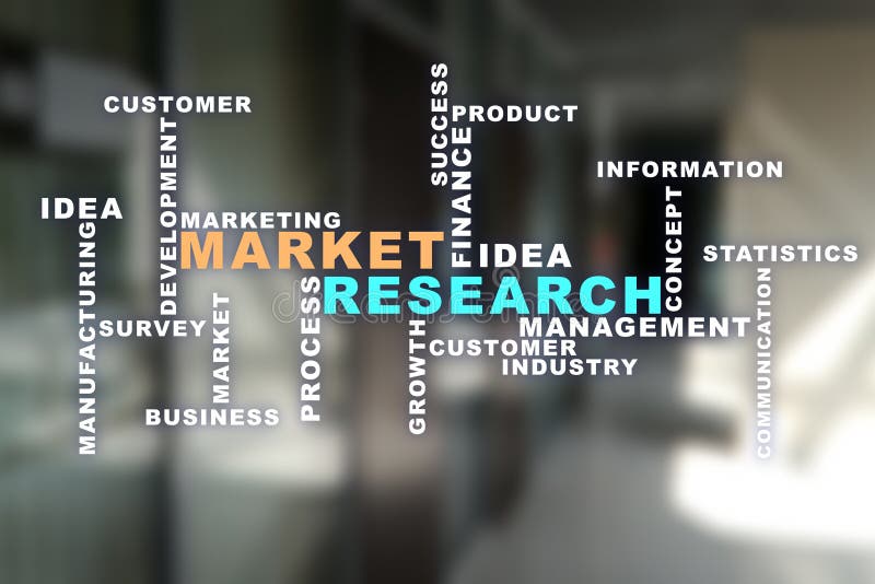 Market Research Words Cloud on the Virtual Screen Stock Image - Image ...