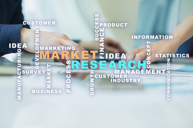 Market Research Words Cloud on the Virtual Screen. Stock Photo - Image ...