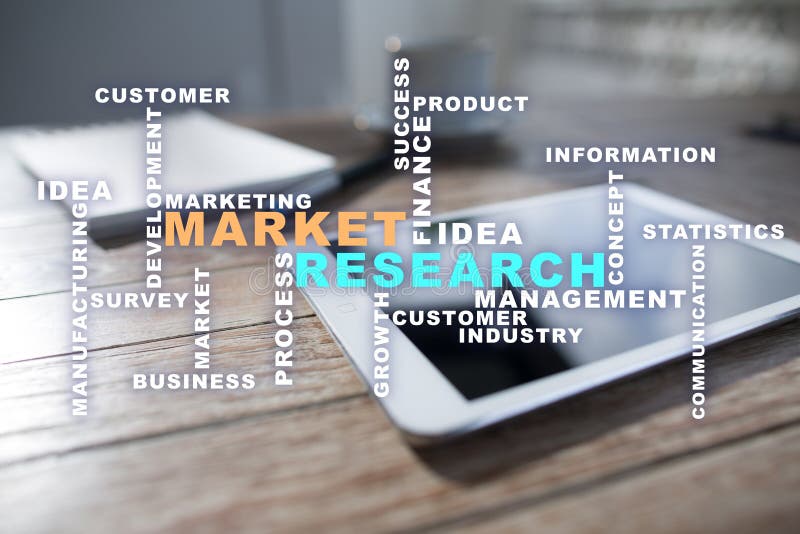 Market Research Words Cloud on the Virtual Screen. Stock Photo - Image ...
