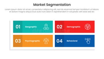 Market Segmentation Framework Analysis Infographic 4 Point Stage Template with Rectangle Matrix ...