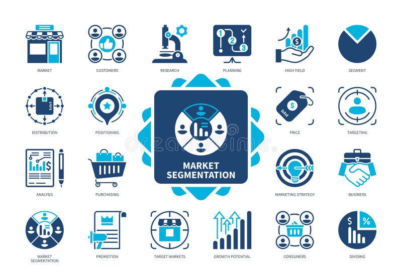 Market Segmentation Solid Icon Set Stock Illustration - Illustration of ...