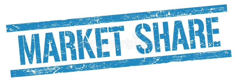MARKET SHARE Text on Blue Grungy Rectangle Stamp Stock Photo - Image of ...