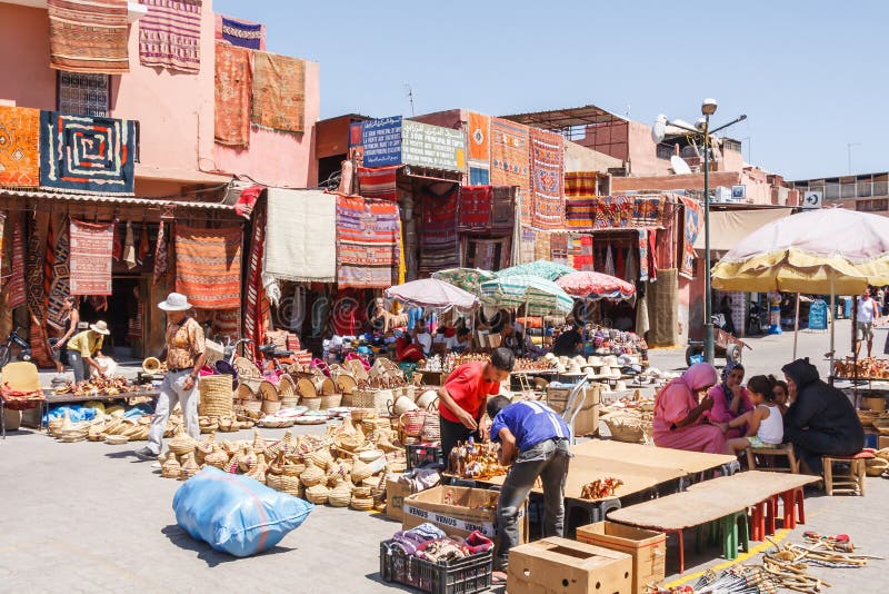 A Market(souk) Bazaar In Touristic City Ouargla Algeria. Traditional Cloth Souvenir Market Is ...