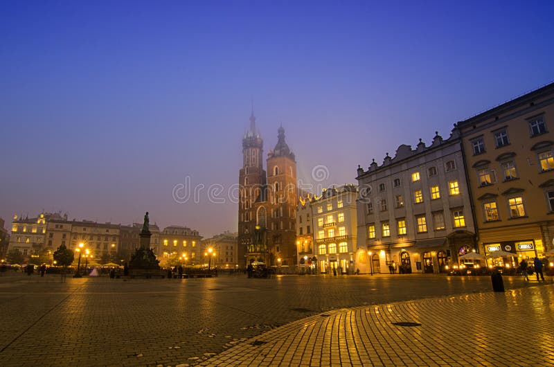 Cracow in night editorial photography. Image of europe - 69310557
