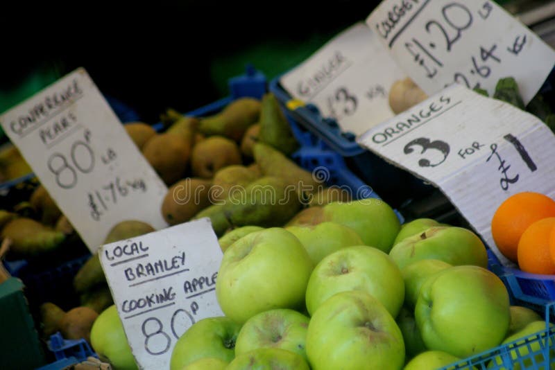 Market Stall Fruit Scene in England Stock Image - Image of oranges ...