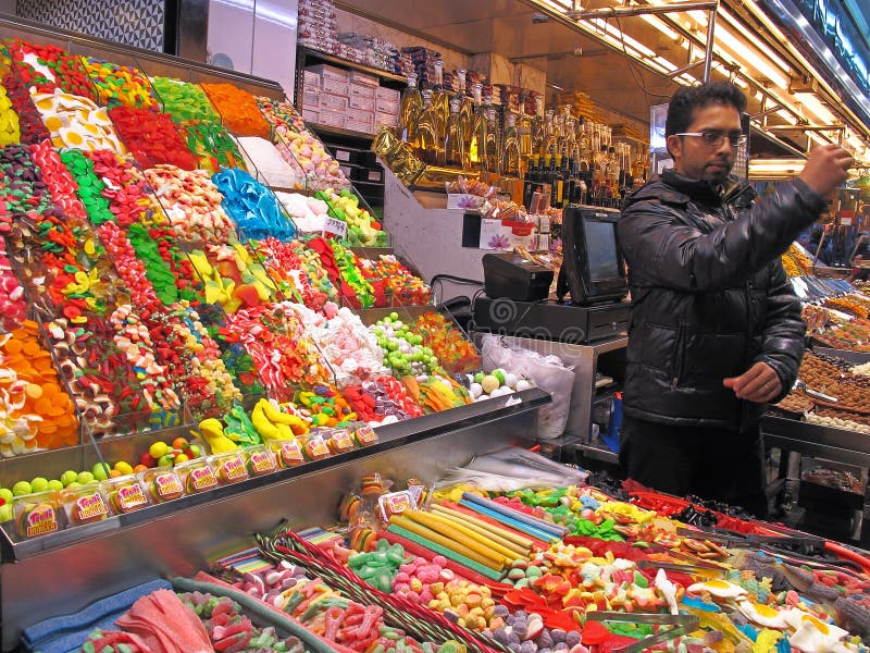 Market stall with candies editorial stock photo. Image of bonbons ...