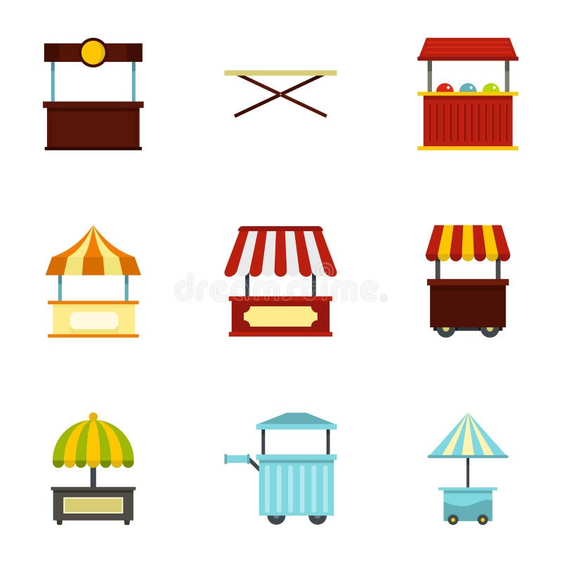 Market Stall with Awning Icon Blue Vector Isolated Stock Vector ...