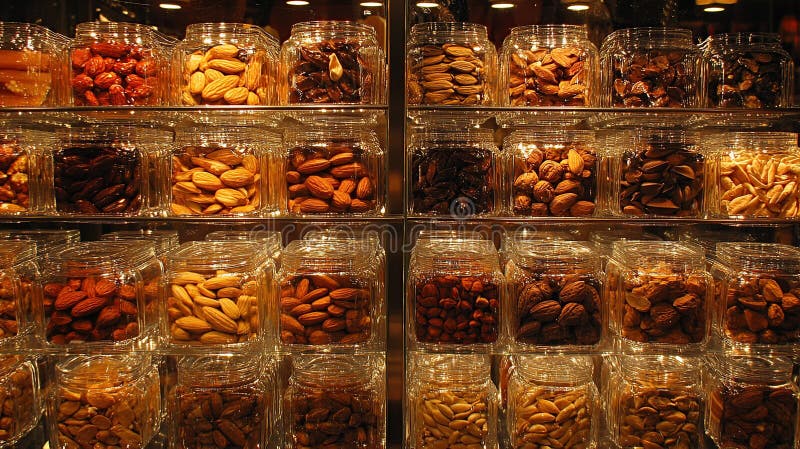 Market Stall Nuts Display, Dried Fruit, Asian Setting, Night Stock ...
