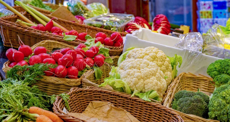 Market Stall with Various Colorful Varieties of Vegetables Stock Image ...