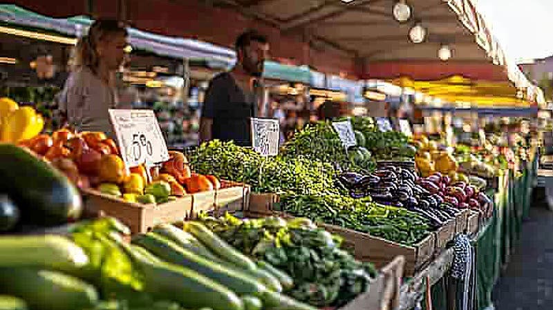 Market Stalls, Fresh Produce, Crowded Stock Photo - Image of grocery ...