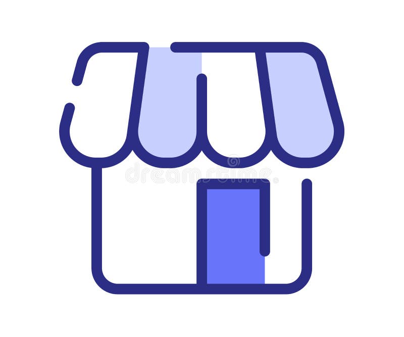 Market Store Shop Single Isolated Icon with Dash or Dashed Line Style ...