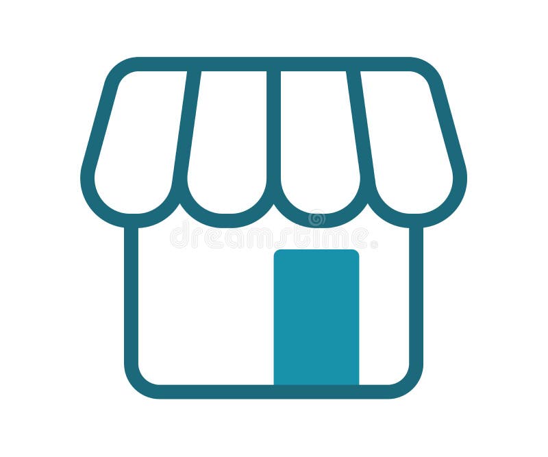 Tea Shop Single Flat Vector Icon. Striped Awning and Signboard Stock ...