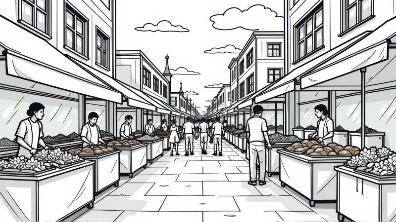 Market Street Scene, Generative Ai, Generative Ai Stock Illustration ...