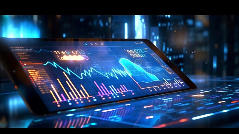 Market Trading Chart in Graphic Digital Visualization , Generated by AI ...